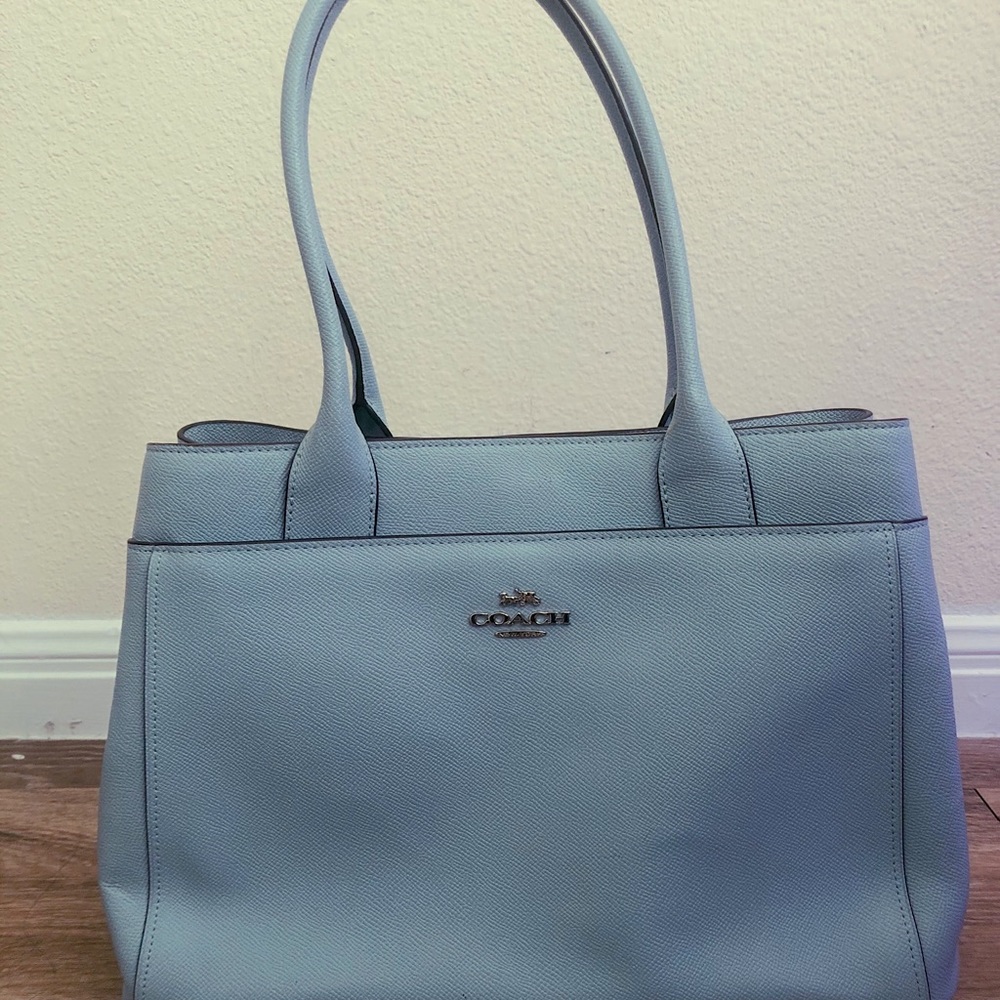 Coach Casey Cross Grain Tote - Blue - Gem